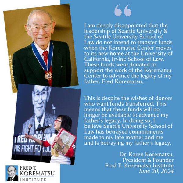 Profiting from Korematsu legacy? — Dispute with Seattle U over donations