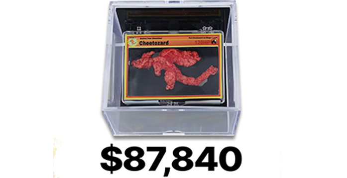 A Cheeto shaped like the beloved Pokémon Charizard is auctioned for $87,840