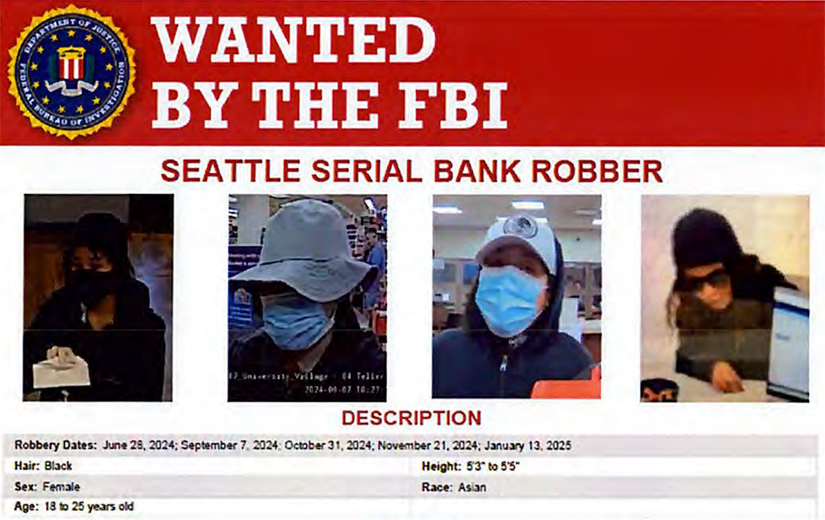 Asian woman accused of robbing Seattle banks