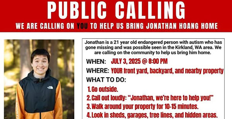 Call to action in search for Jonathan Hoang