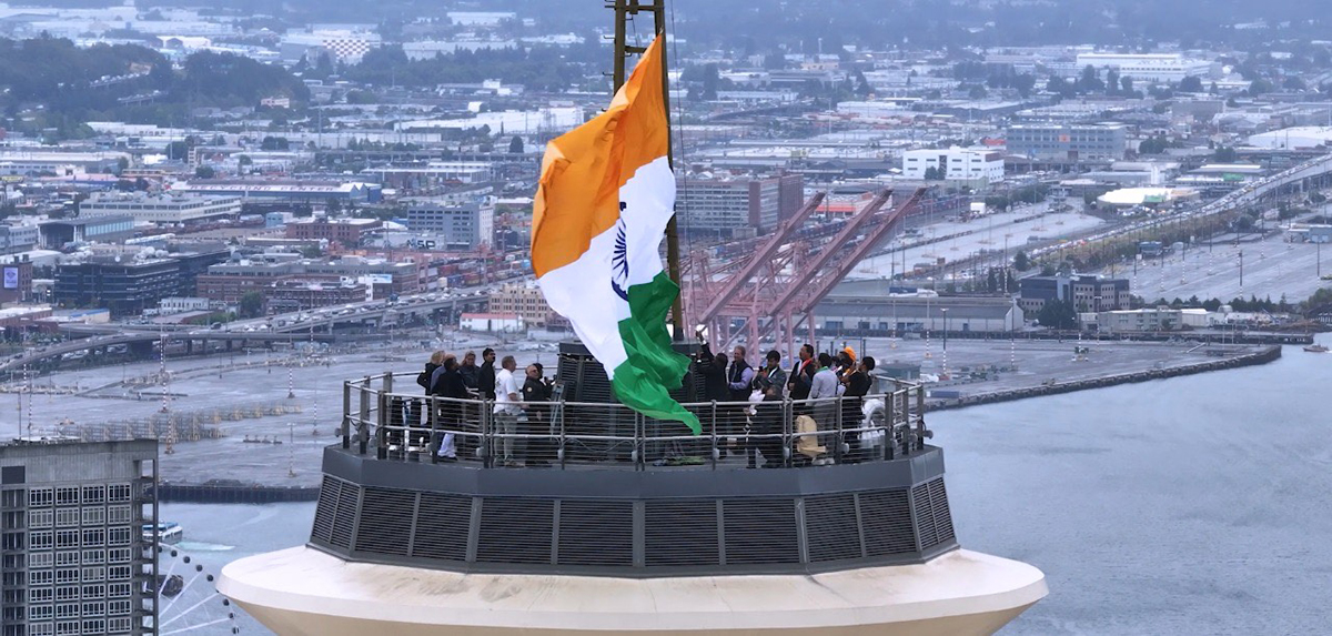 Indian flag hoisted at Seattle’s Space Needle